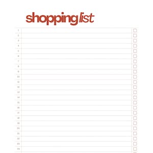 Shopping List Printable Instant Digital Download PDF - Etsy