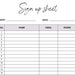 Sign up Sheet Printable Instant Digital Download PDF - Etsy