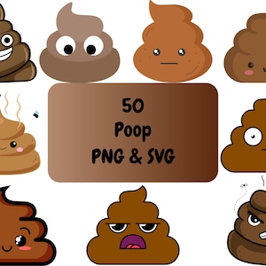50 Poop PNG & SVG Bundle Graphic Digital Download Image Transparent ...
