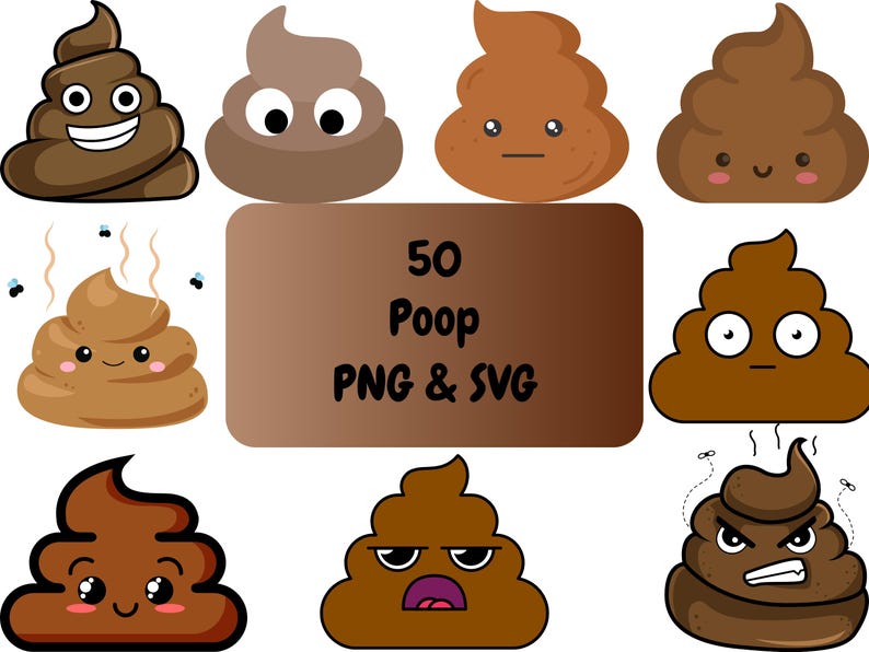 50 Poop PNG & SVG Bundle Graphic Digital Download Image Transparent ...