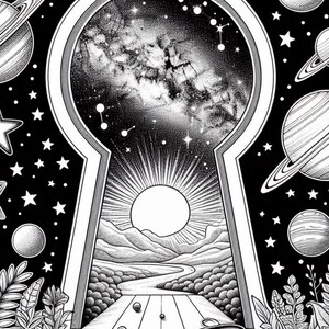 10 Keyhole to Another World Coloring Book Pages Instant Digital ...