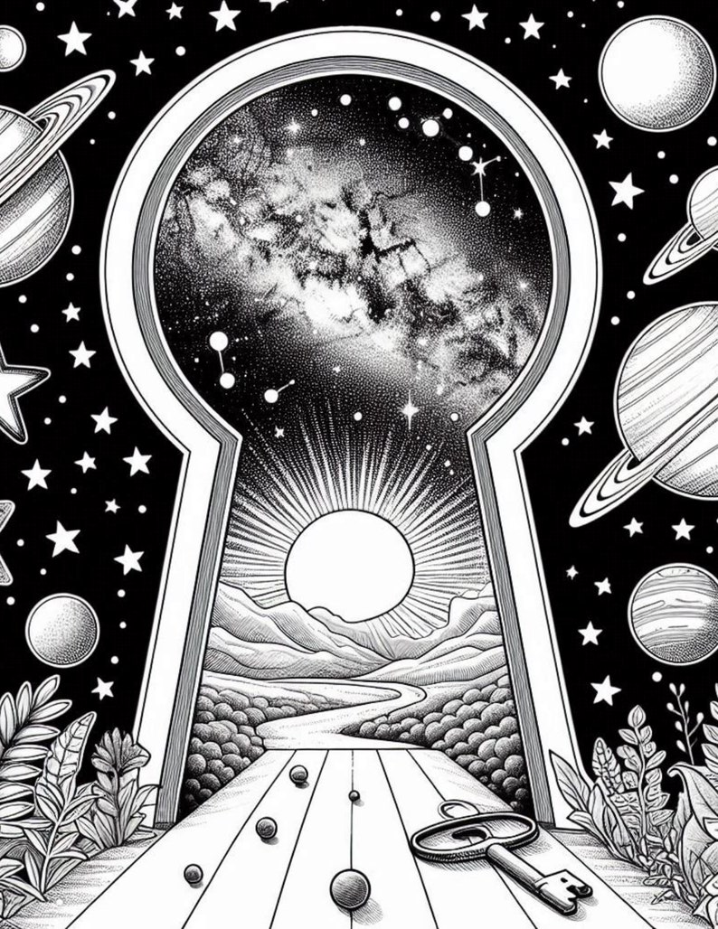 10 Keyhole to Another World Coloring Book Pages Instant Digital ...