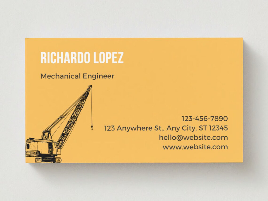 Construction Business Card Template, Editable Double Sided, Digital ...