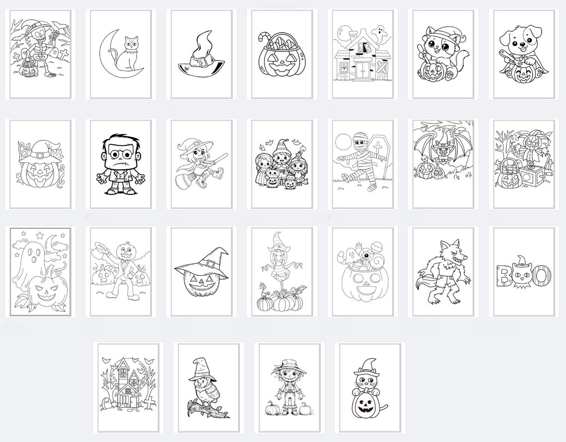 Halloween Coloring Book, Printable Coloring Sheets for Kids, Toddlers ...