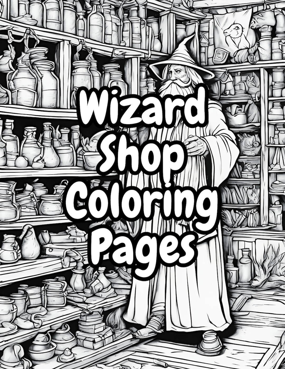 10 Wizard Shop Coloring Book Pages Instant Digital Download Printable ...