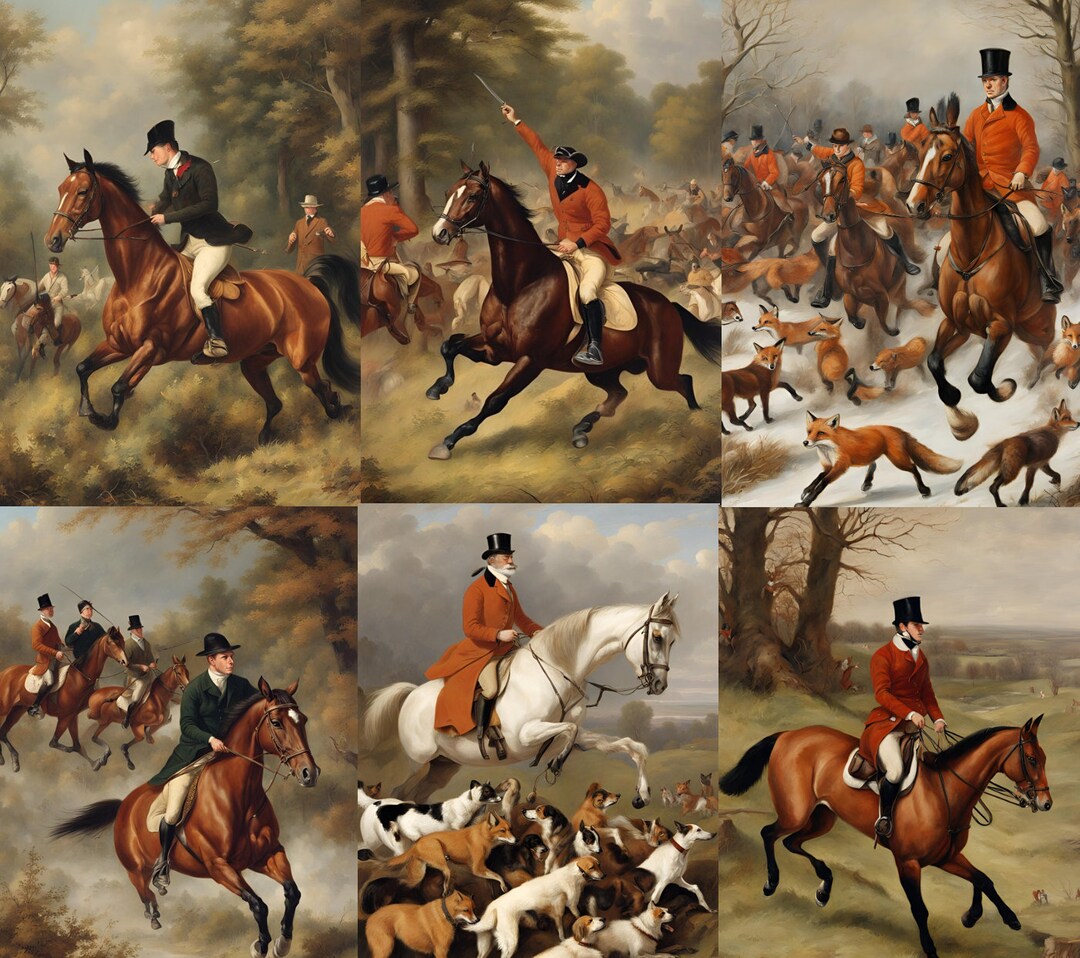 10 Fox Hunt Painting Digital Print Wall Art Download Printable PDF - Etsy