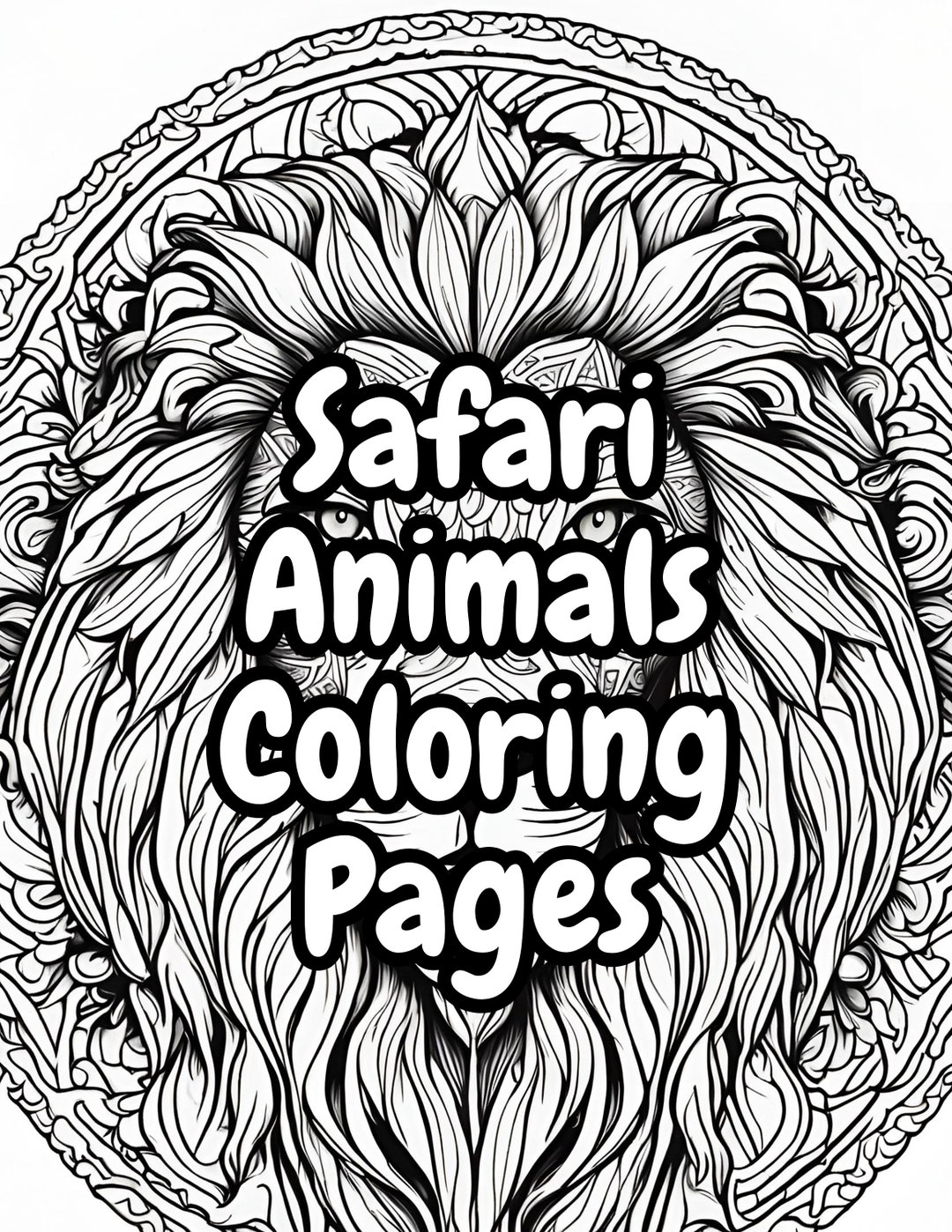 10 Mandala Safari Animals Coloring Book Pages Instant Digital Download ...