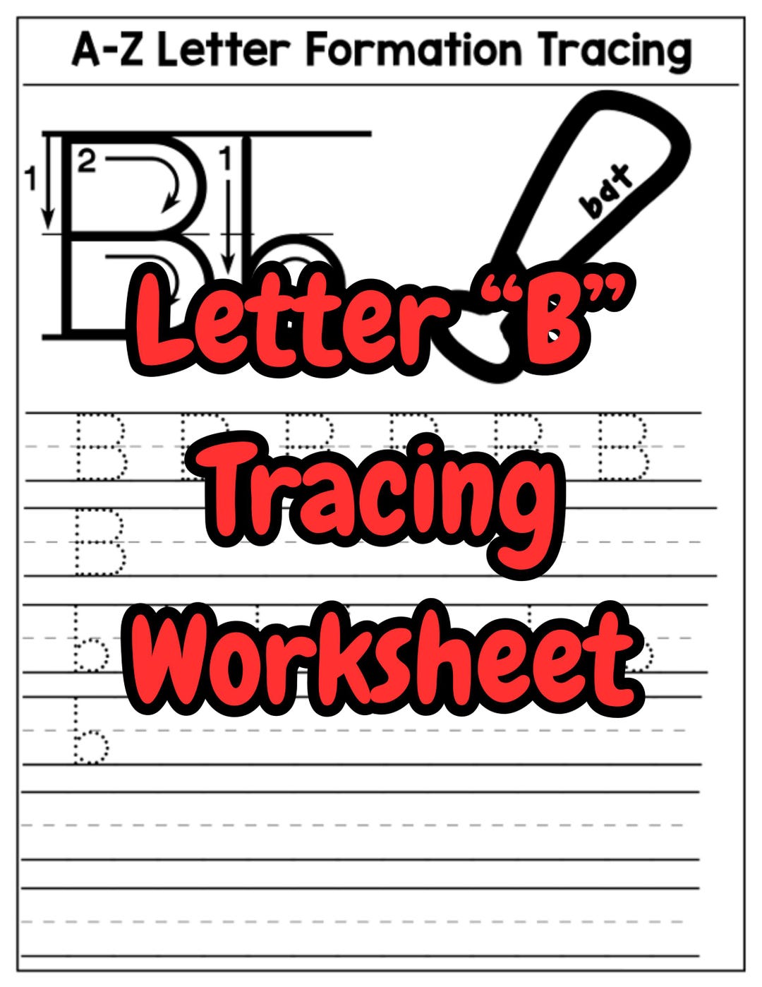 B Letter Tracing Handwriting Worksheets School Assignments Printable ...