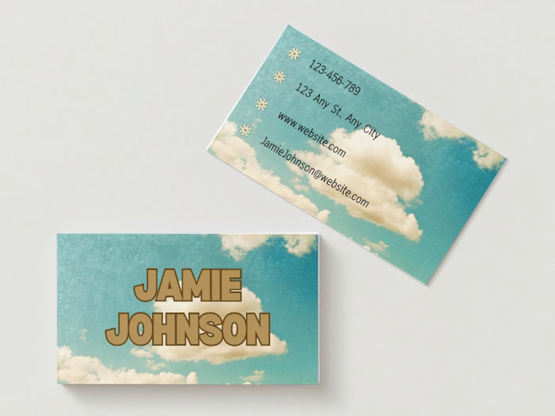 Clouds Business Card Template, Editable, Double Sided, Digital Download ...