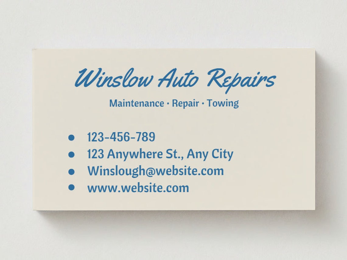 Auto Repair Shop Business Card Template, QR Code, Editable, Double ...