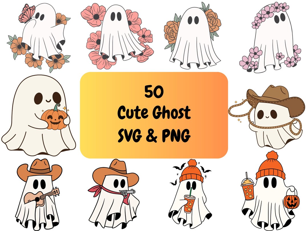 50 Cute Ghost PNG & SVG Bundle Graphic Digital Download Image ...