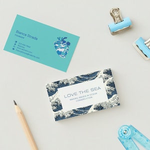 Ocean Business Card Template, Editable, Double Sided, Digital Download ...
