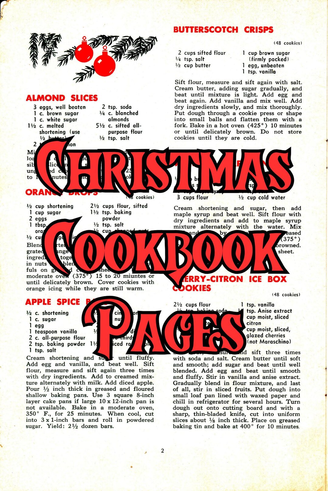 10 Christmas Recipes Cookbook Pages Bundle Printable Digital Download ...