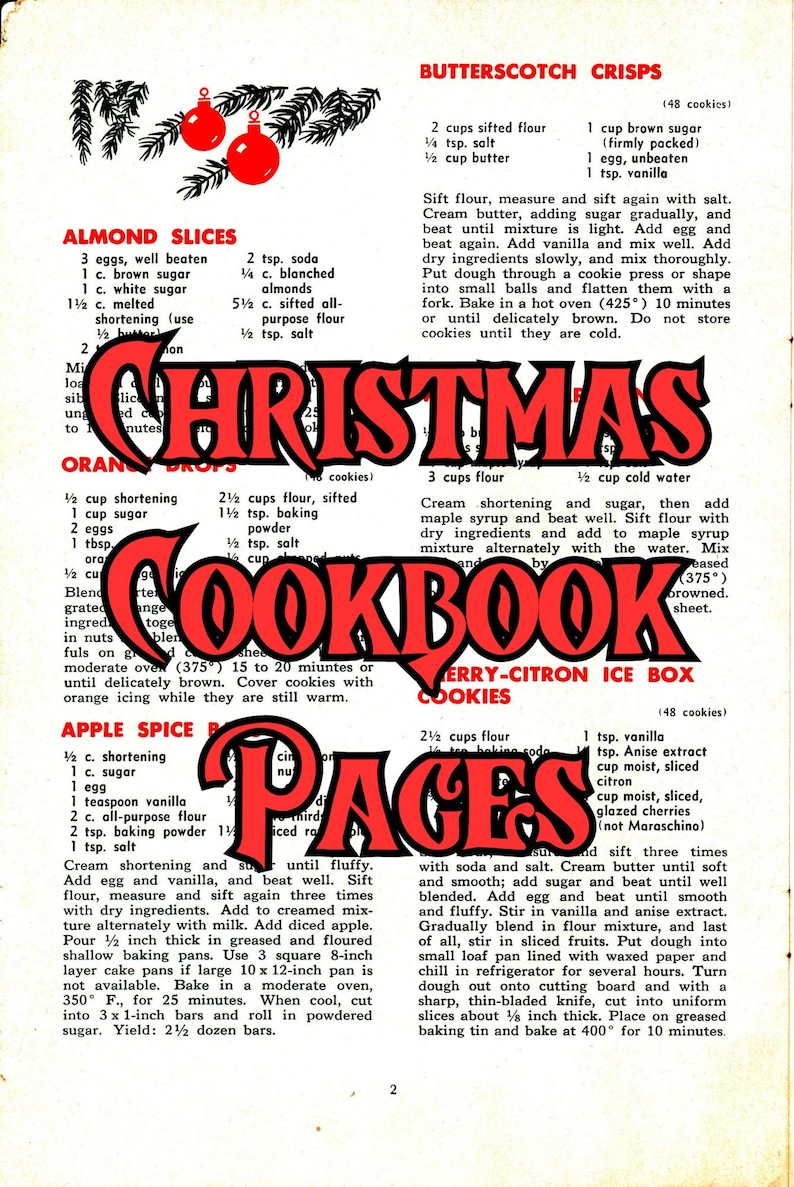 10 Christmas Recipes Cookbook Pages Bundle Printable Digital Download ...