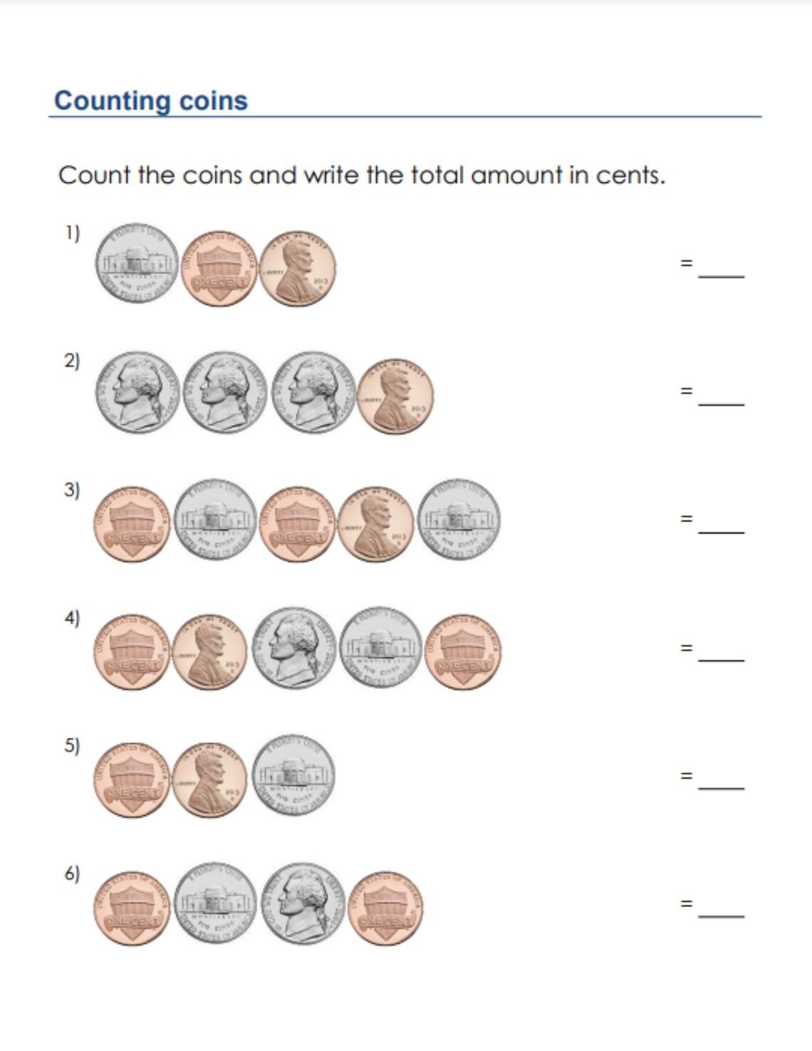 Coin Counting Worksheets Bundle School Assignments Printable Instant ...