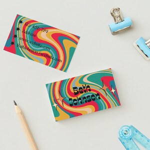 Retro Business Card Template, Editable, Double Sided, Digital Download ...