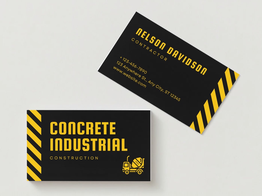 Construction Business Card Template, Editable, Double Sided Digital ...