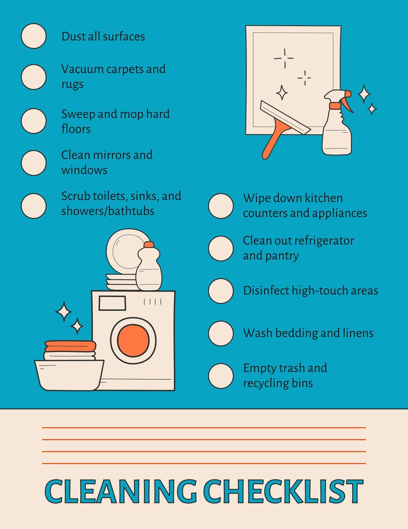 Cleaning Checklist Printable Instant Digital Download PDF - Etsy