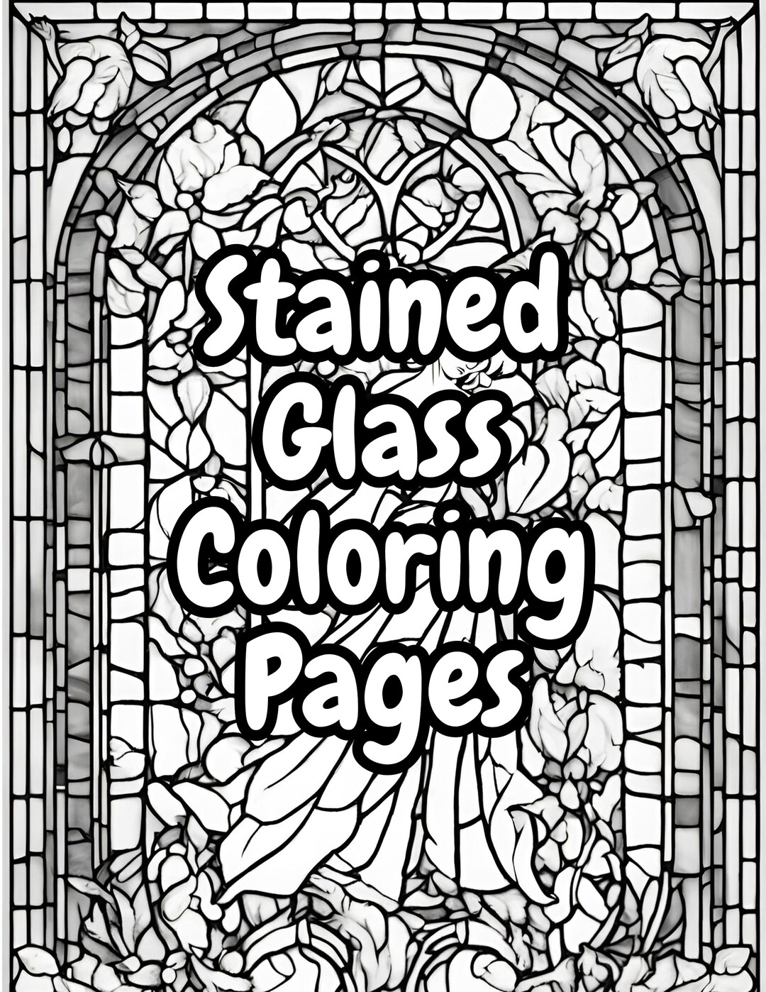 10 Stained Glass Coloring Book Pages Instant Digital Download Printable ...