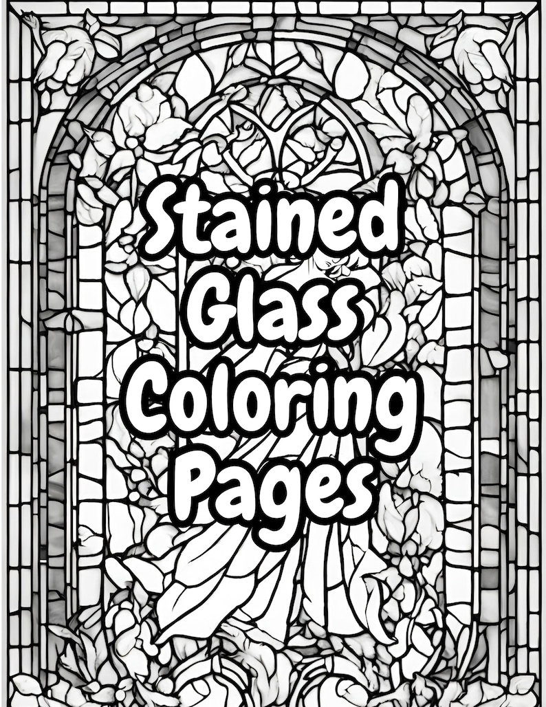 10 Stained Glass Coloring Book Pages Instant Digital Download Printable ...