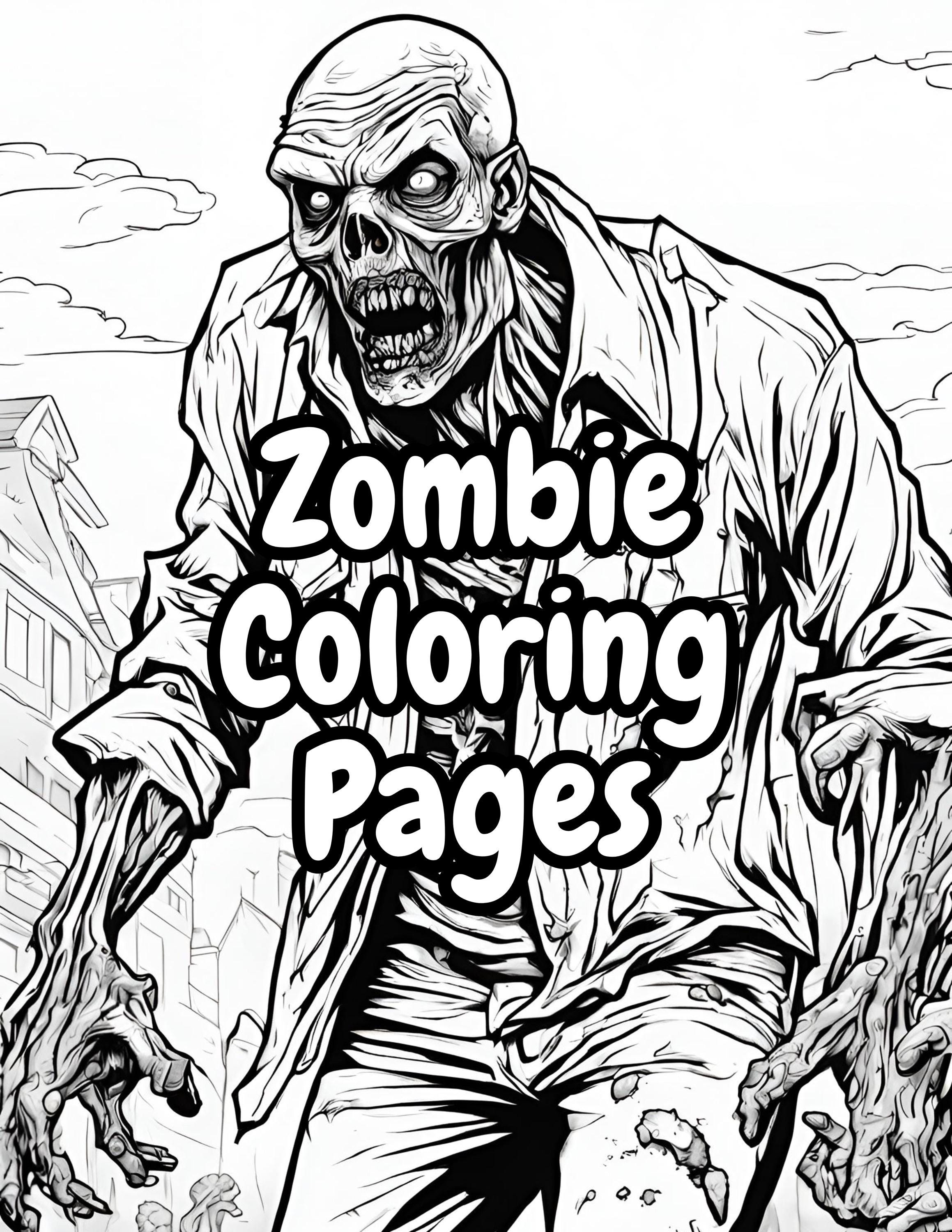 10 Zombie Coloring Book Pages Instant Digital Download Printable - Etsy