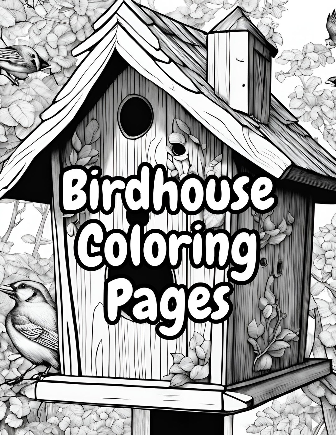 10 Birdhouse Coloring Book Pages Instant Digital Download Printable - Etsy