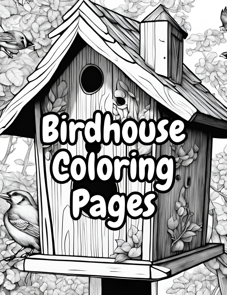 10 Birdhouse Coloring Book Pages Instant Digital Download Printable - Etsy