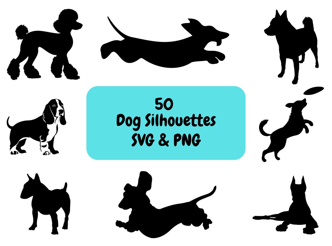 50 Dog Breeds Silhouette PNG & SVG Bundle Graphic Digital Download ...