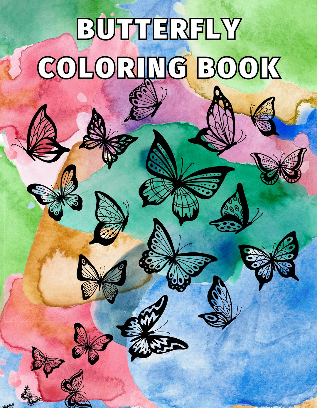 50 Butterfly Coloring Book Pages Bundle Instant Digital Download ...