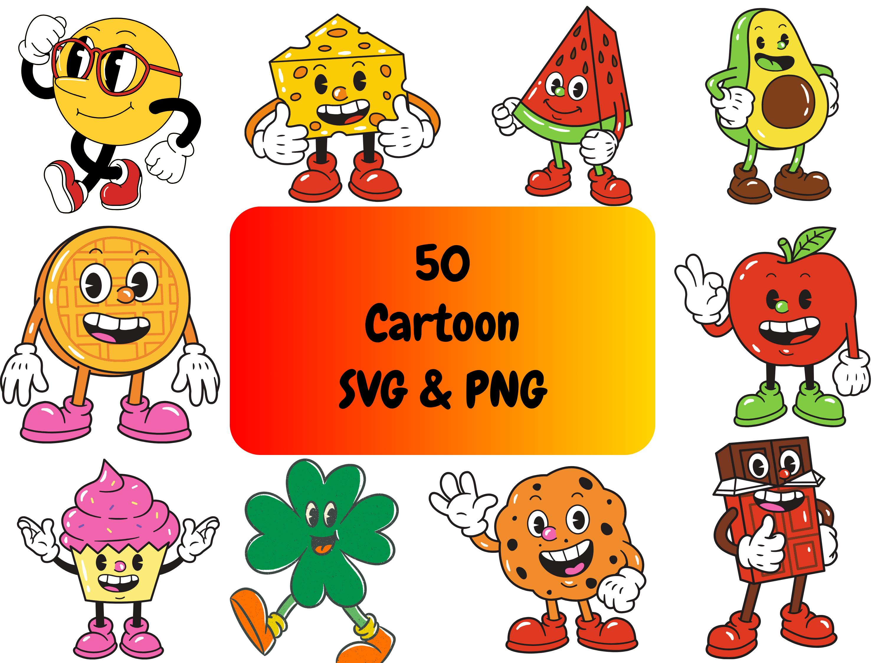50 Cartoon PNG & SVG Bundle Graphic Digital Download Image Transparent ...