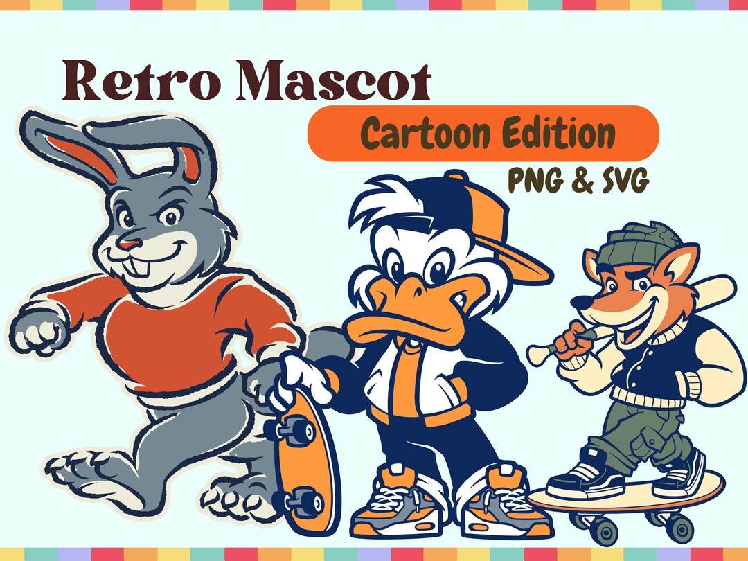 25 Retro Cartoon Mascots PNG & SVG Bundle Graphic Digital Download ...