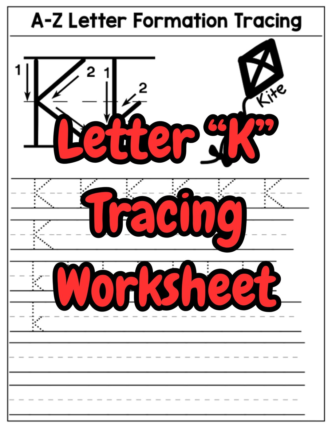 K Letter Tracing Handwriting Worksheets School Assignments Printable ...