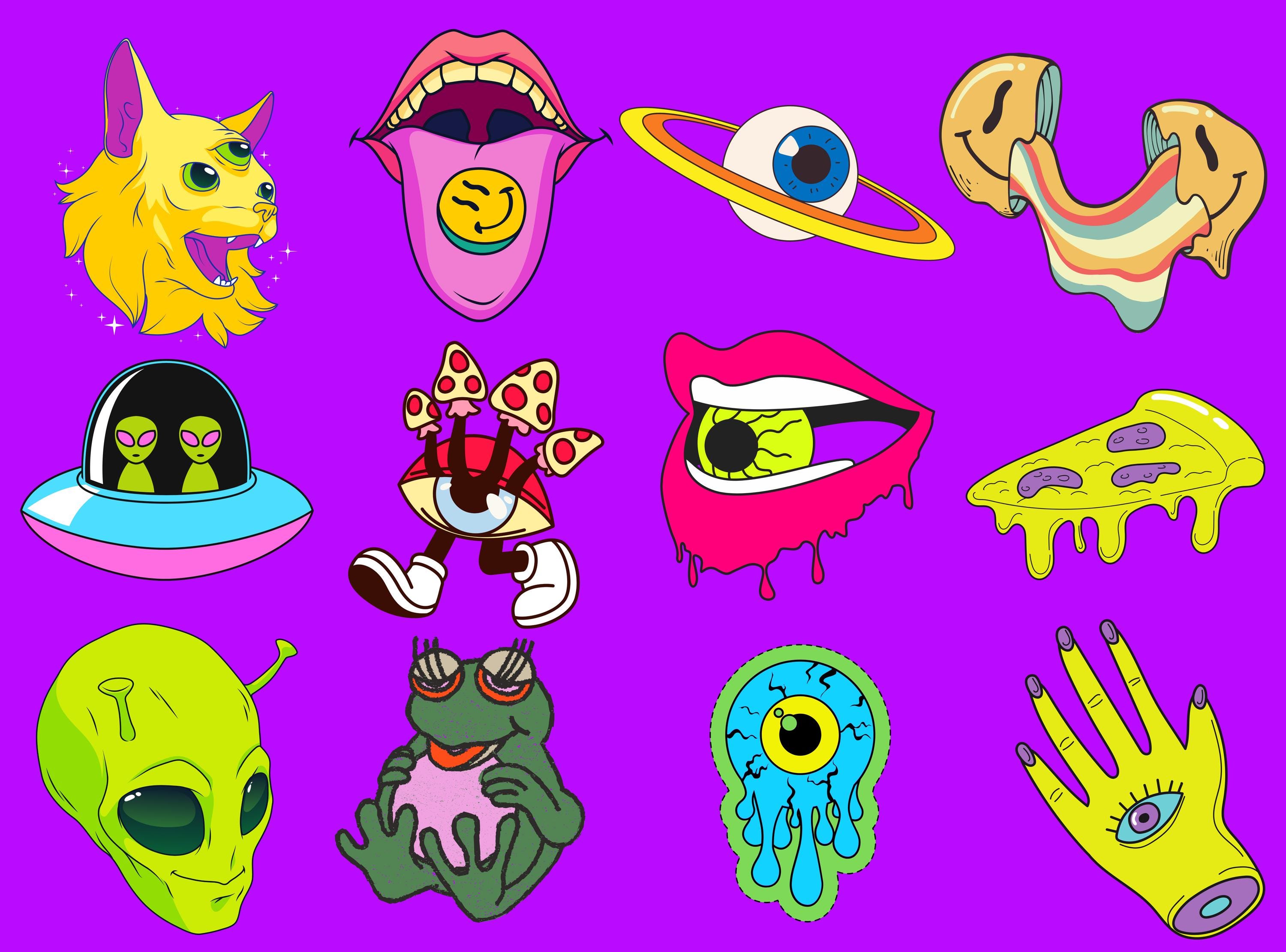 50 Trippy Psychedelic PNG & SVG Bundle Graphic Digital Download Image ...