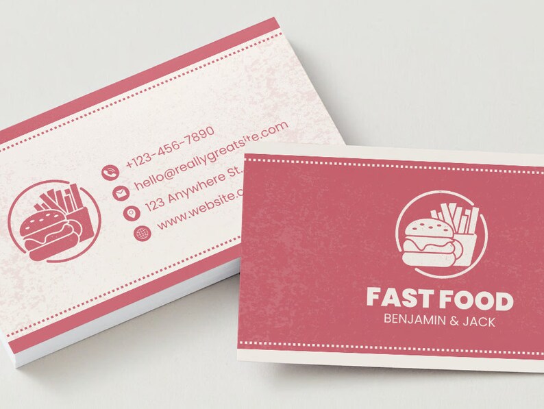 Fast Food Business Card Template, Editable, Double Sided, Digital ...