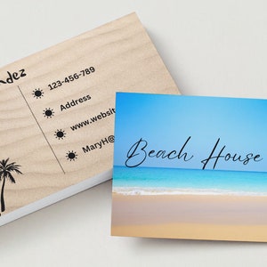 Beach Business Card Template, Editable, Double Sided, Digital Download ...