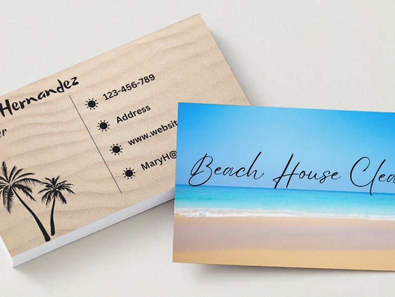 Beach Business Card Template, Editable, Double Sided, Digital Download ...