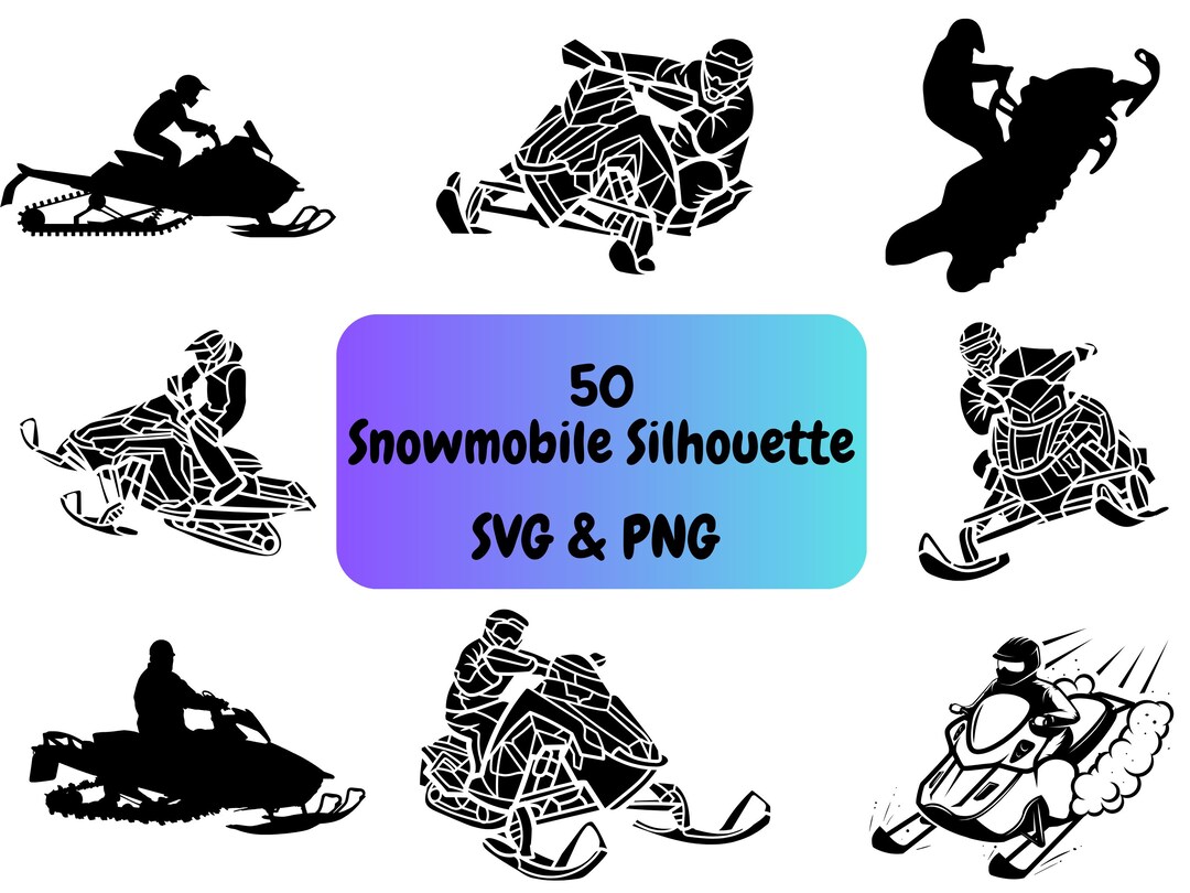 50 Snowmobile Silhouette PNG & SVG Bundle Graphic Digital Download ...