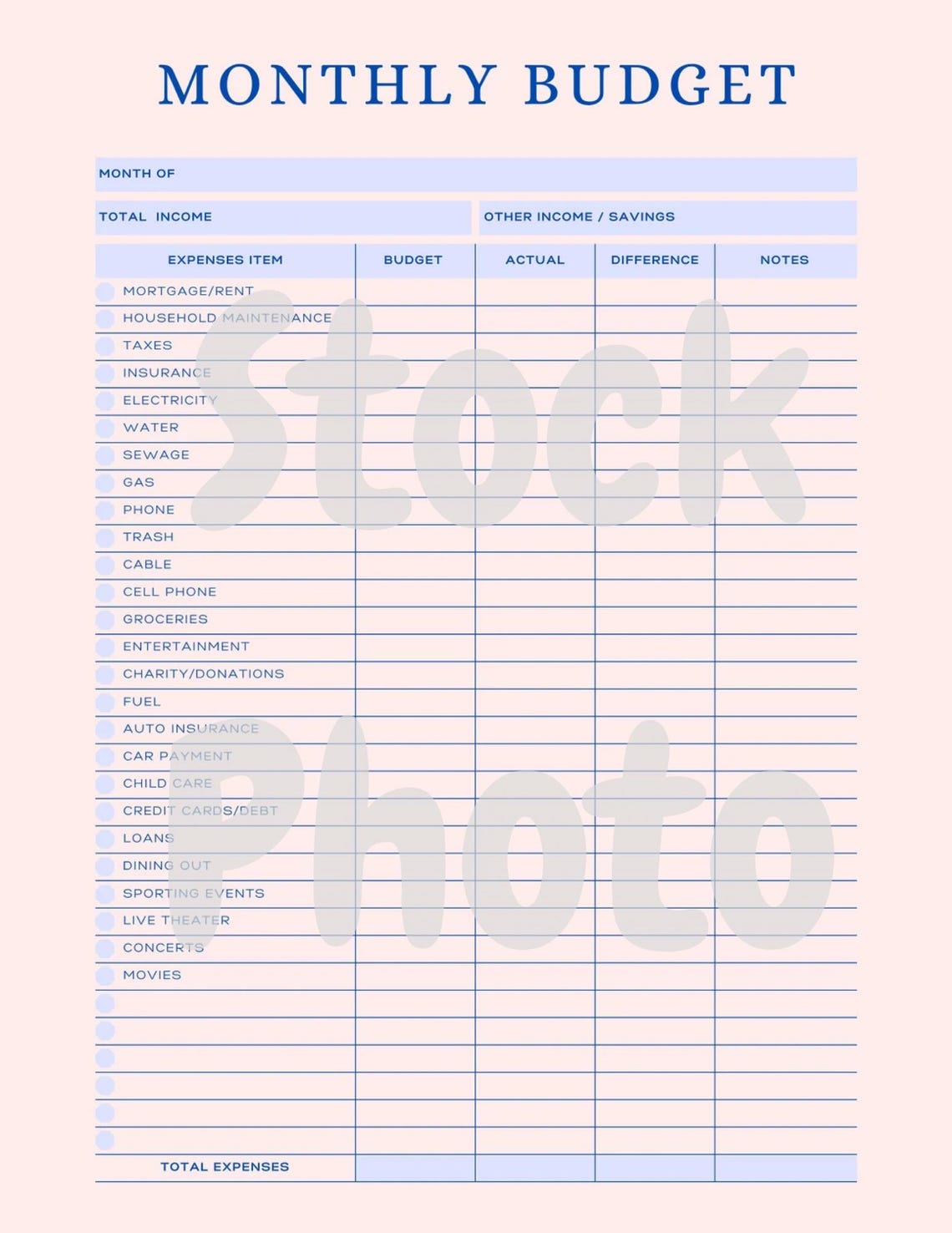 Monthly Budget Planner Printable Instant Digital Download PDF - Etsy