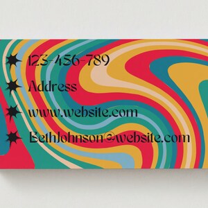 Retro Business Card Template, Editable, Double Sided, Digital Download ...