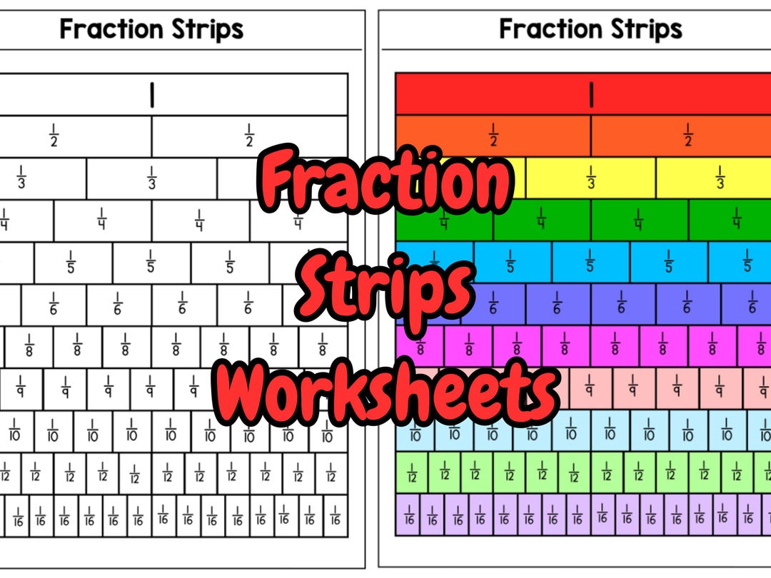 Fraction Strips Worksheets School Assignments Printable Instant Digital ...