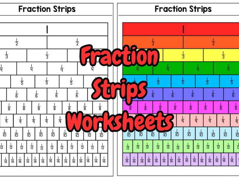 Fraction Strips Worksheets School Assignments Printable Instant Digital ...
