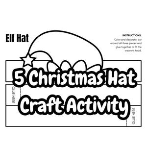5 Printable Christmas Hat Activity for Kids, Arts and Crafts, Digital ...
