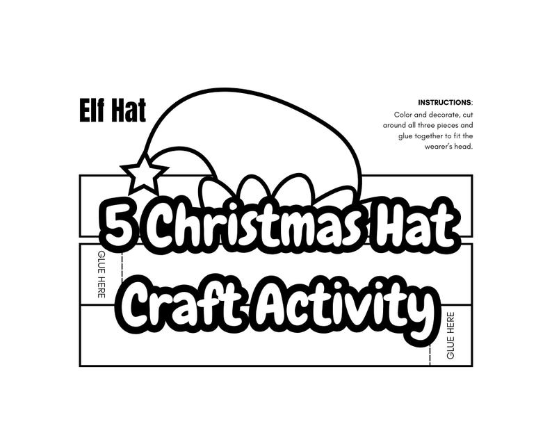 5 Printable Christmas Hat Activity for Kids, Arts and Crafts, Digital ...