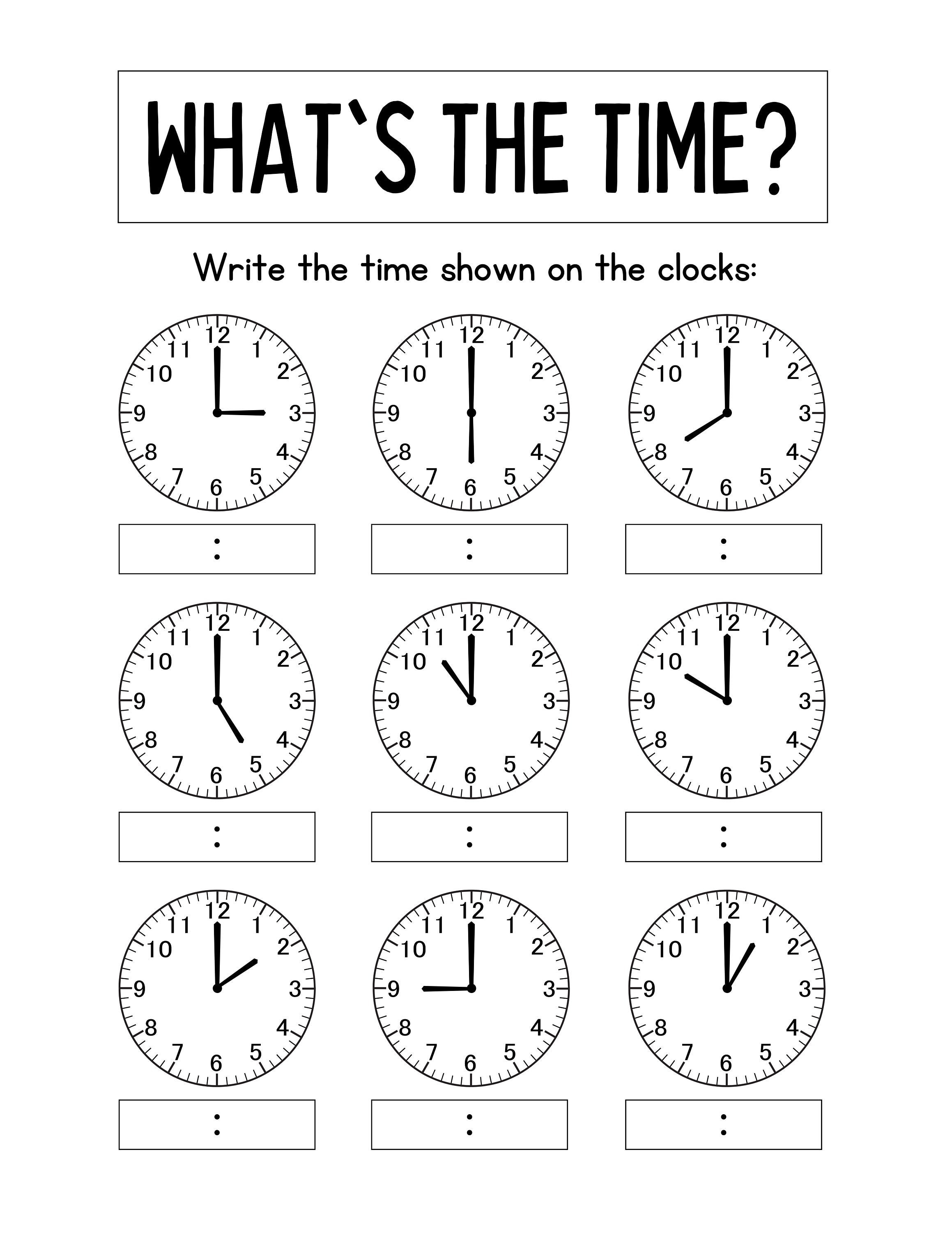 What's the Time Clock School Assignment Printable Instant Digital Download PDF - Etsy