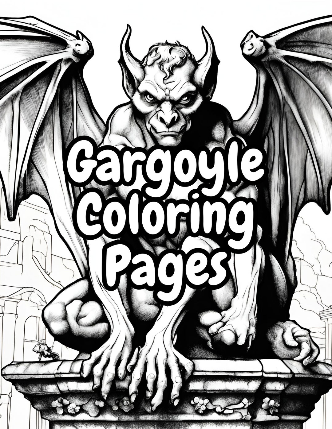 10 Gargoyle Coloring Book Pages Instant Digital Download Printable - Etsy