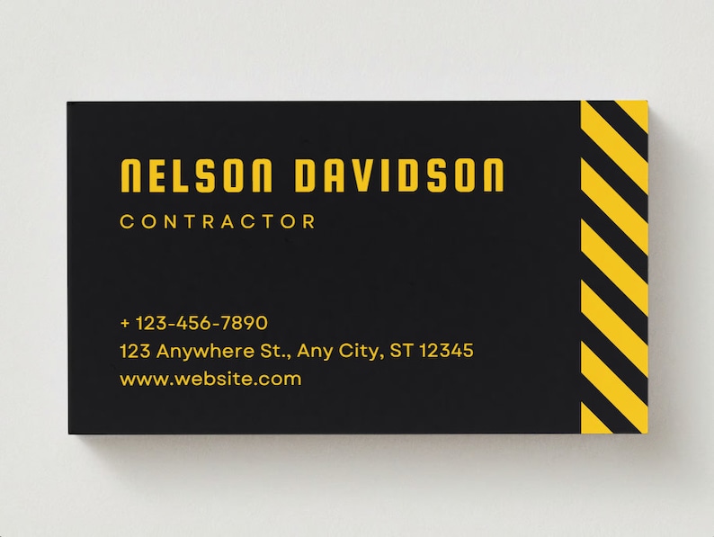 Construction Business Card Template, Editable, Double Sided Digital ...