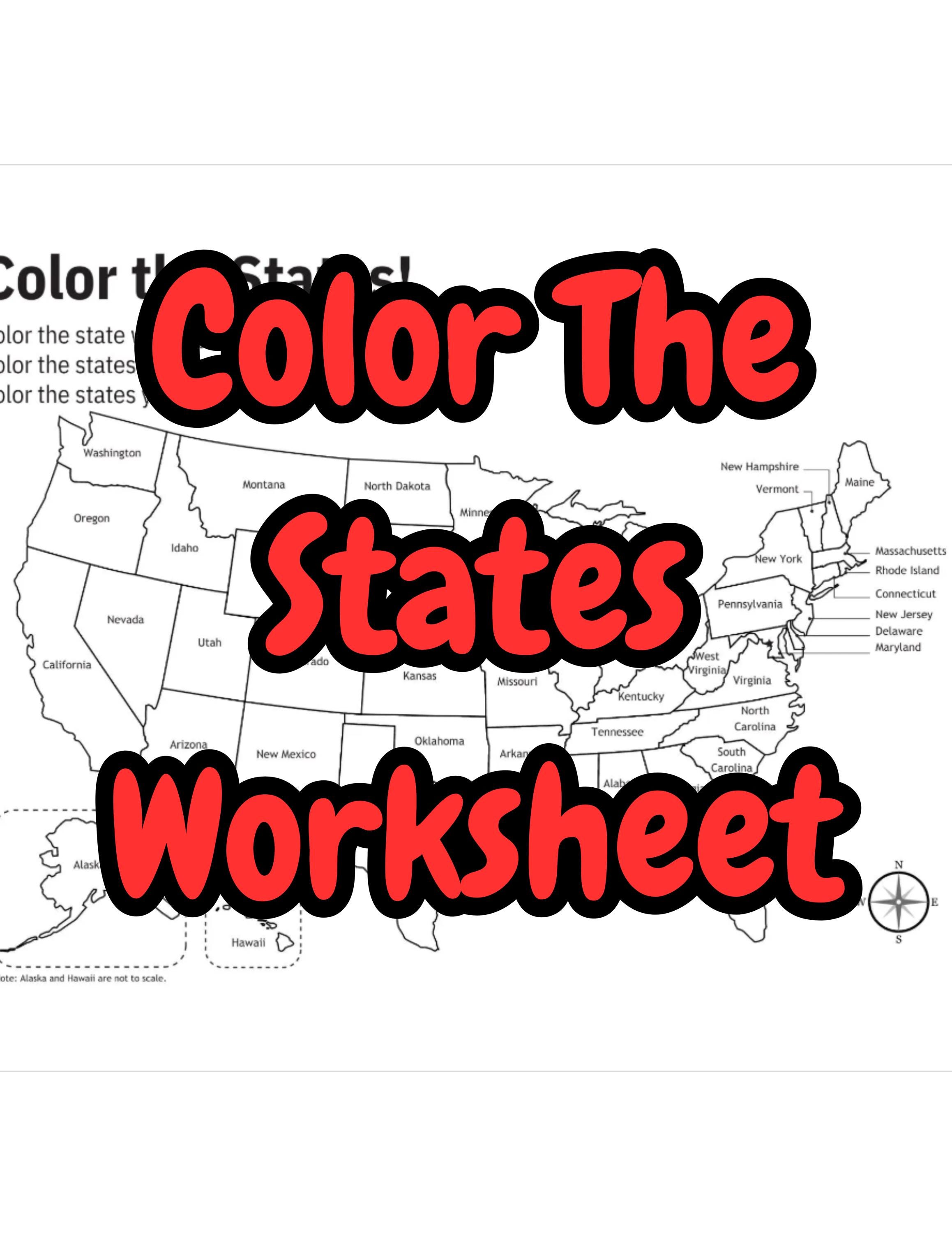 Color the States Coloring Map Worksheet School Assignment Printable ...