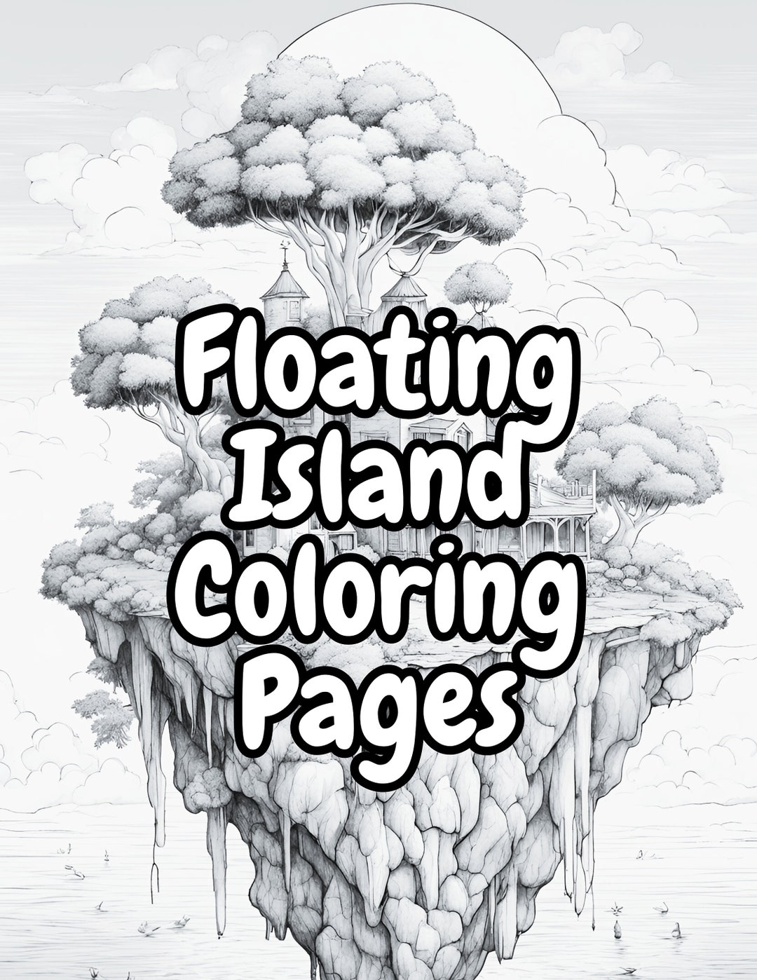 10 Fantasy Floating Sky Island Coloring Book Pages Instant Digital ...