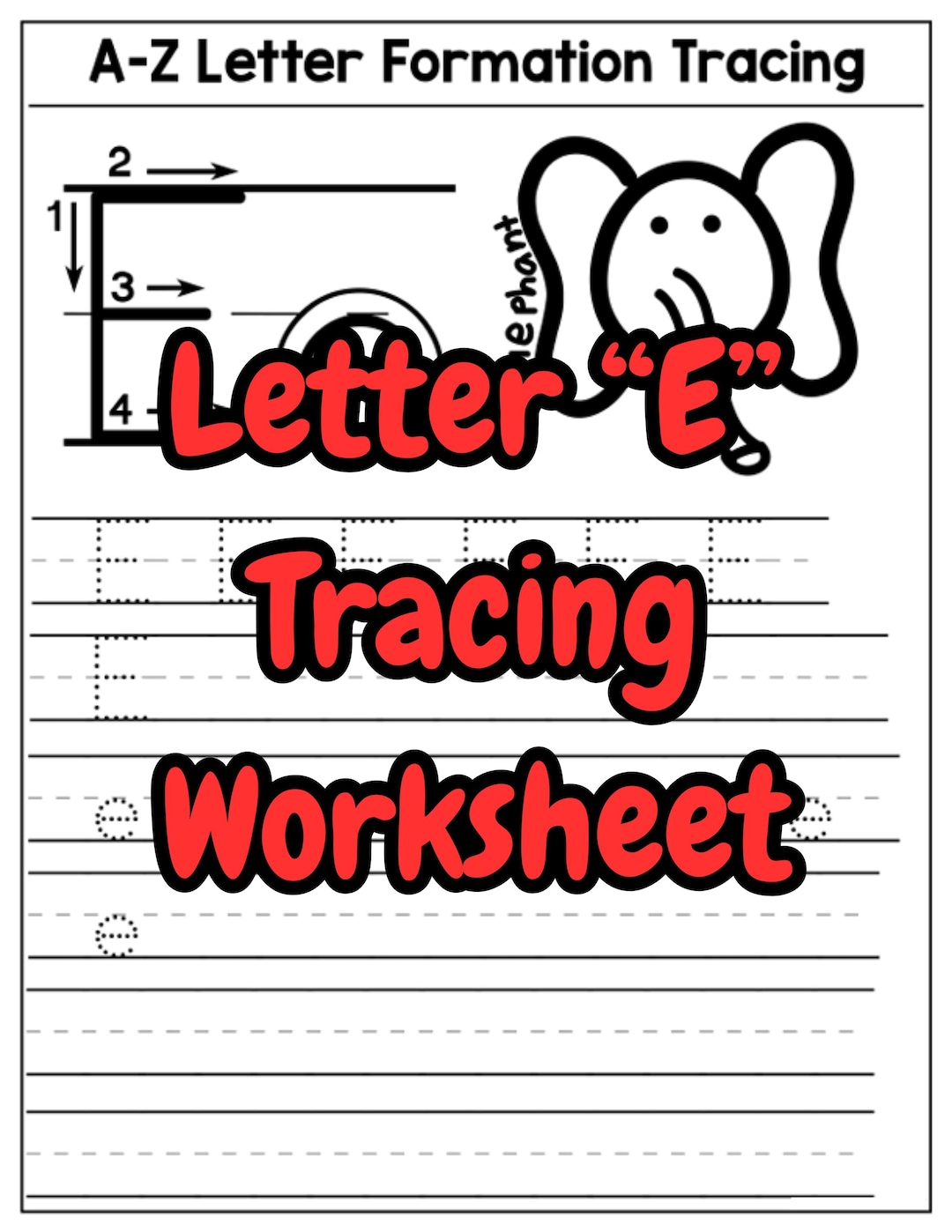 E Letter Tracing Handwriting Worksheets School Assignments Printable ...