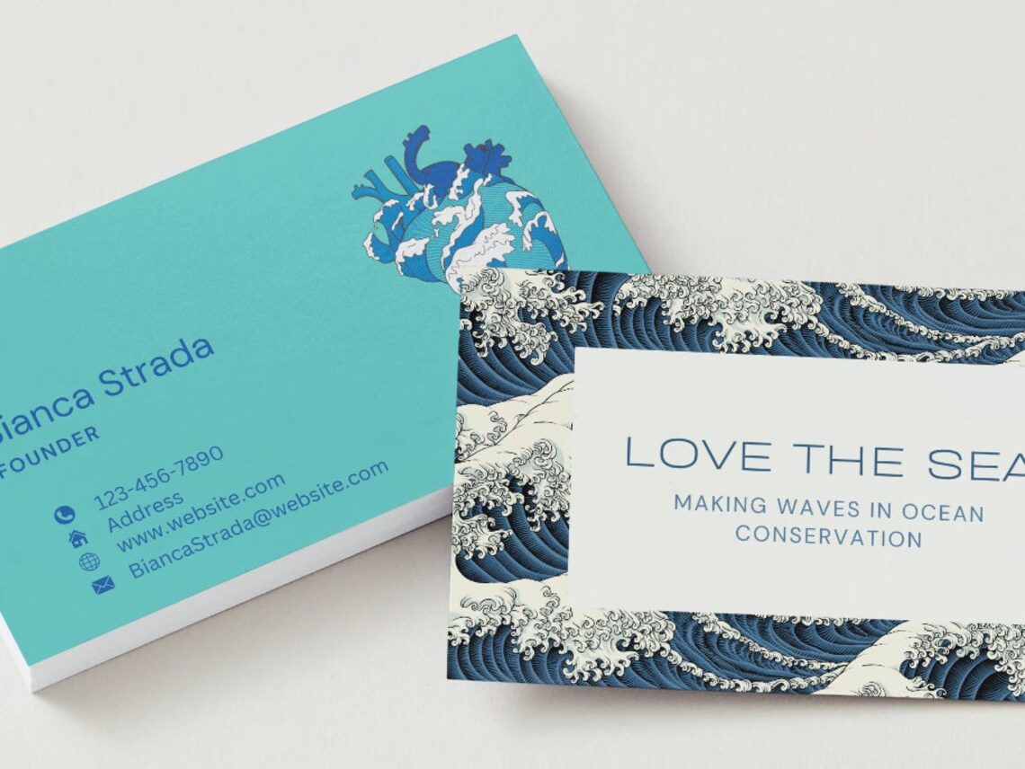 Ocean Business Card Template, Editable, Double Sided, Digital Download ...